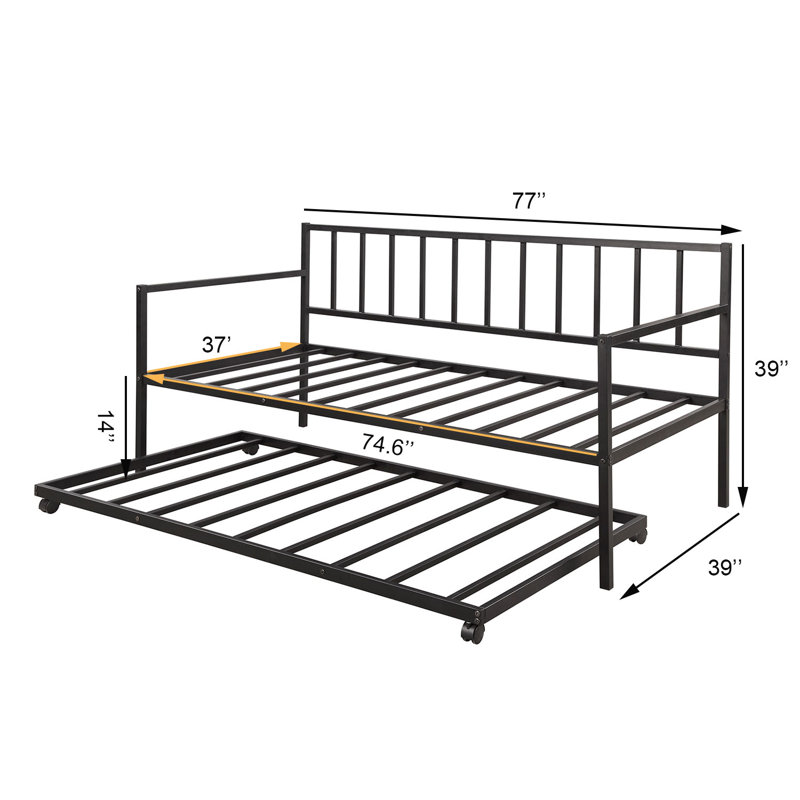Ebern Designs Valdina Twin Steel Daybed with Trundle | Wayfair